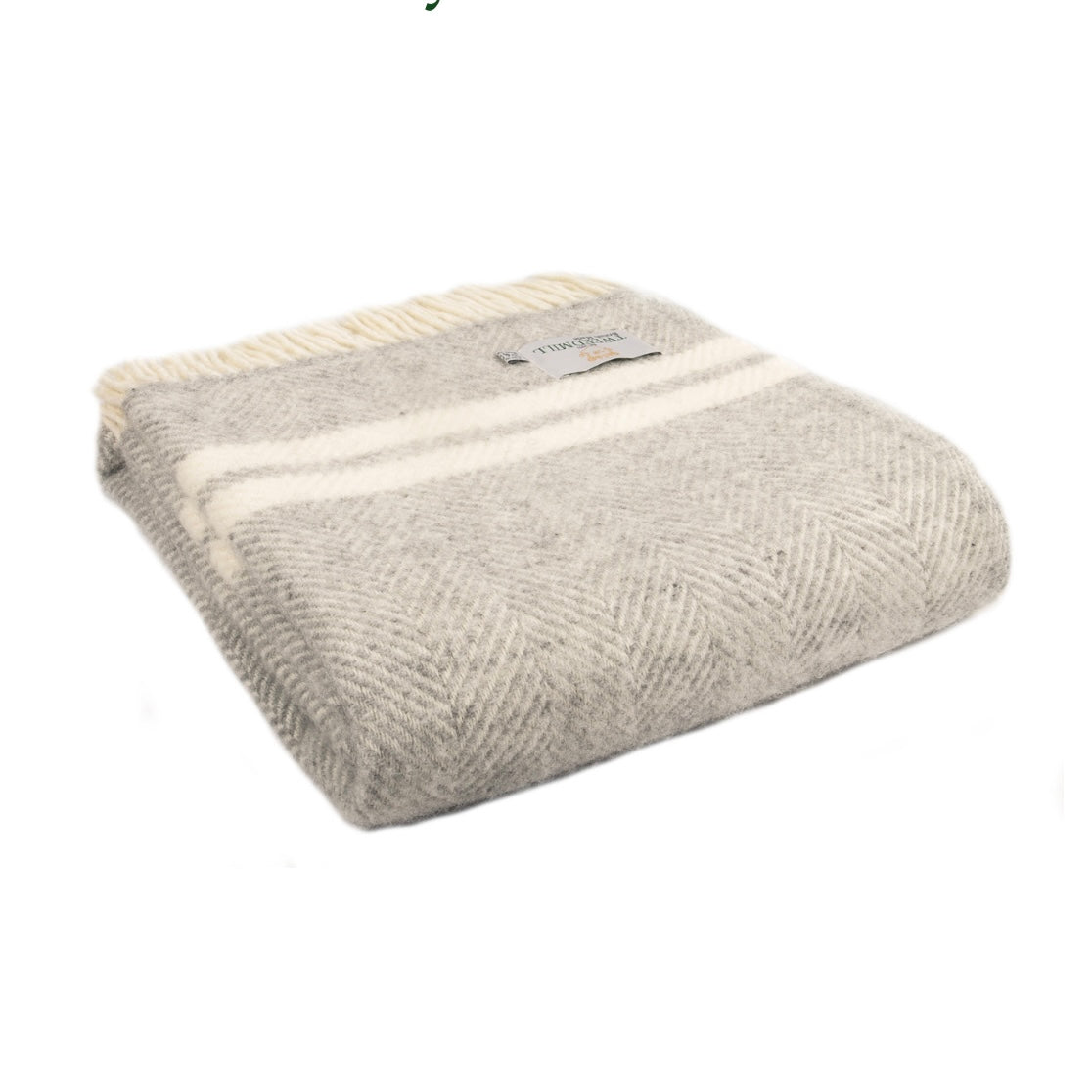 Tweedmill Fishbone 2 Stripe Throw - Grey/Cream Blanket Pure New Wool ...