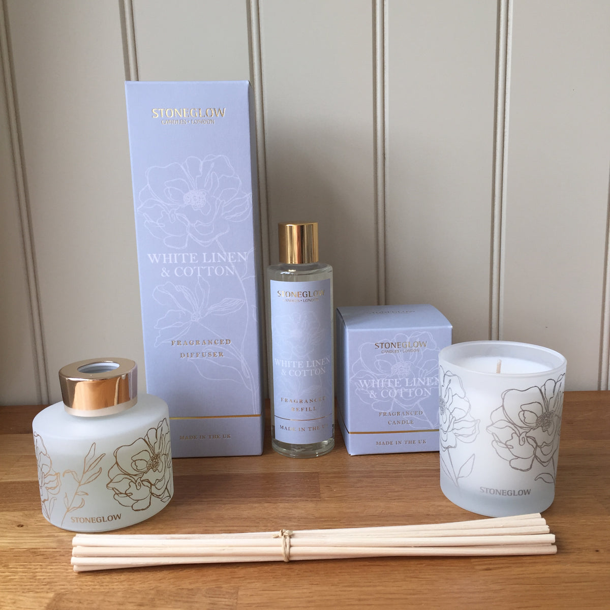 Stoneglow Reed Diffuser Refill Day Flower Collection White Linen & Cot ...