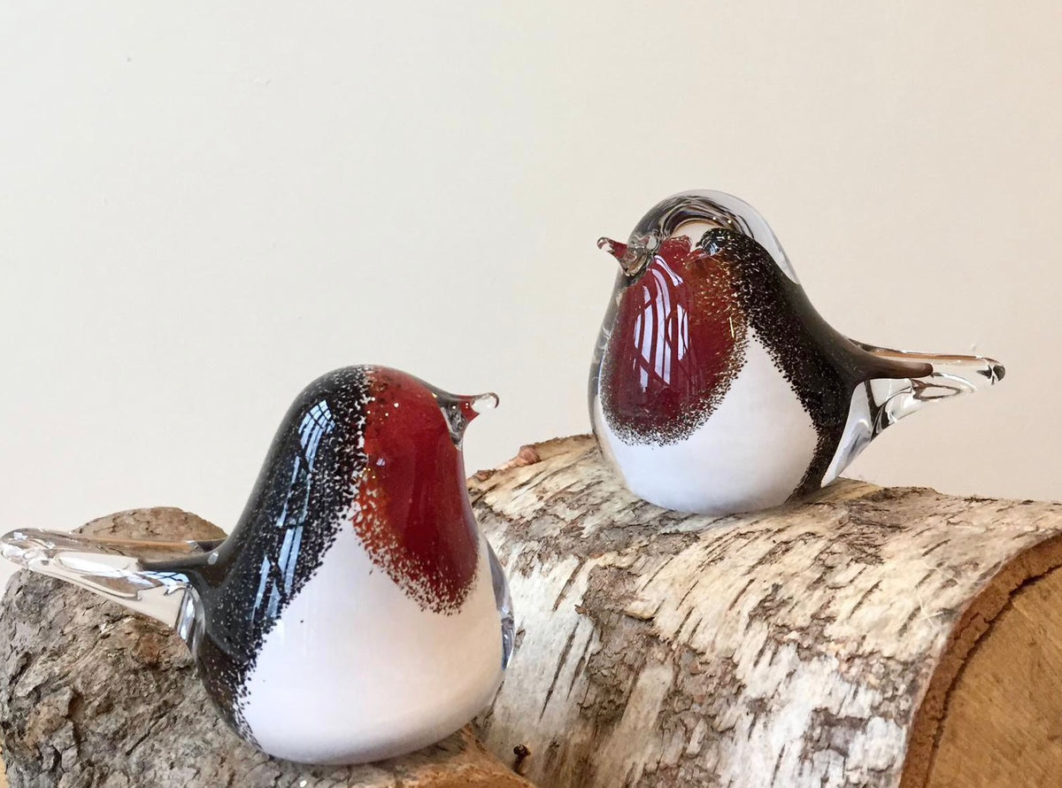 Glass Robin Pair Bird Sculpture Ornament – Bells Cottage Interiors